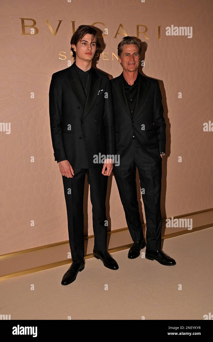 Mark Vanderloo accompanied by his son Mark attends the opening of the ...