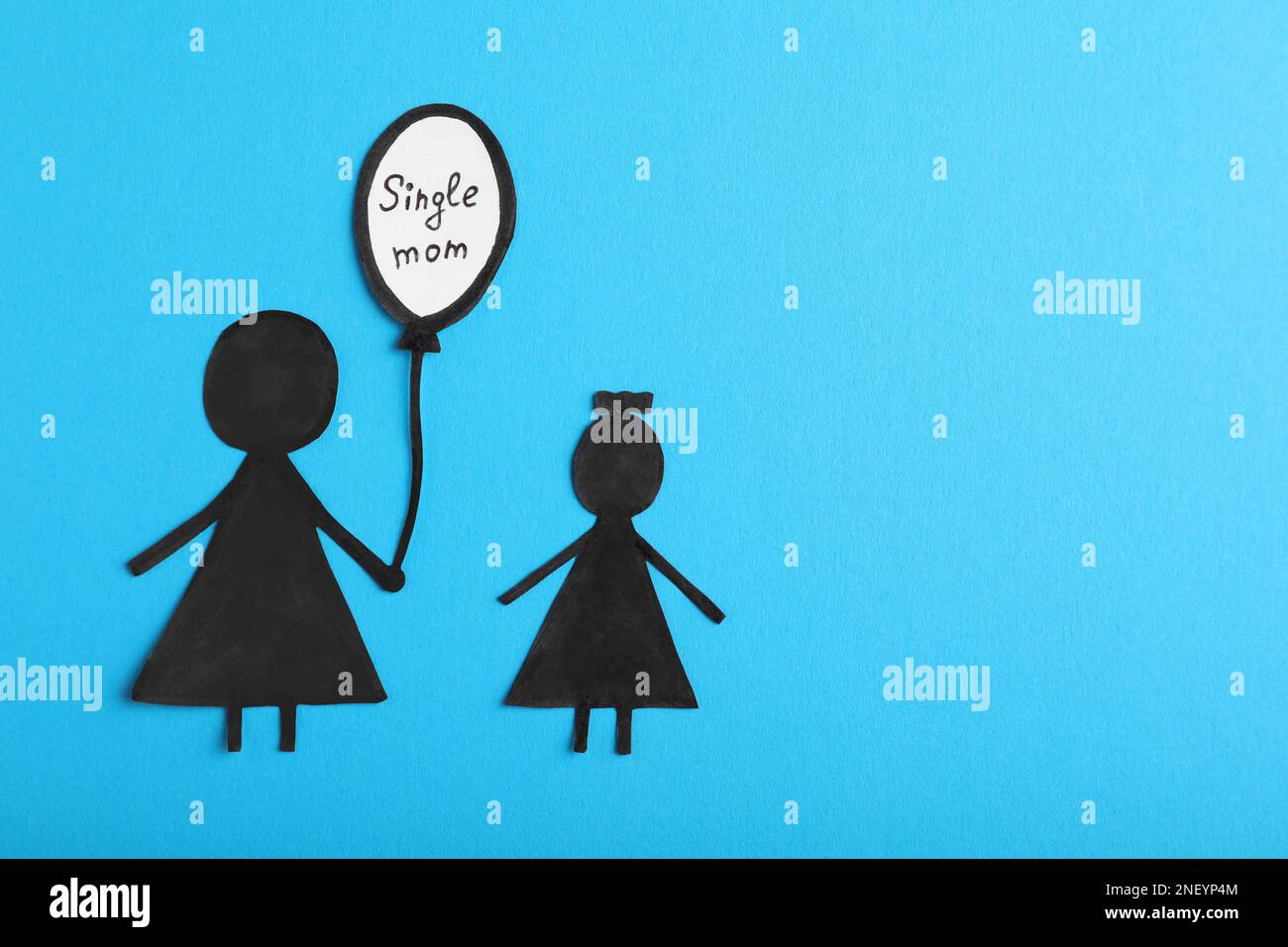 Being single mother concept. Woman with her child made of paper on ...