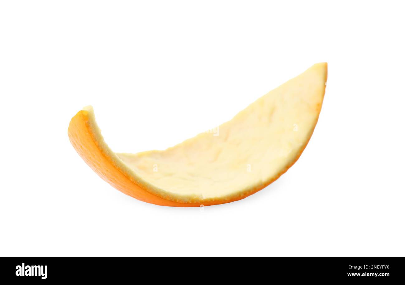 Fresh orange fruit peel isolated on white Stock Photo - Alamy