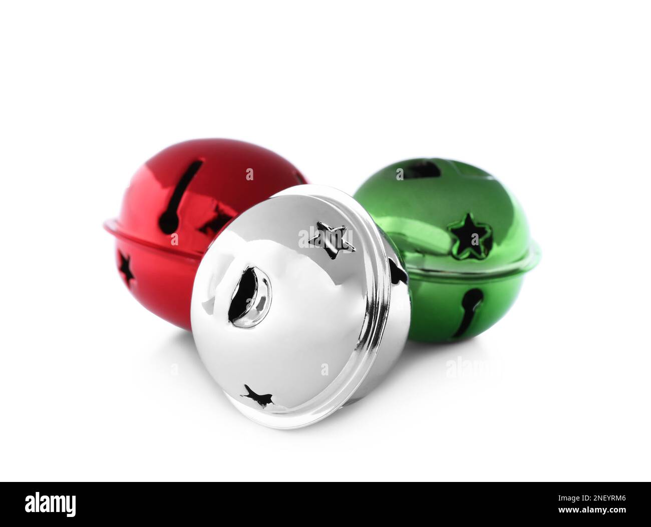 Many shiny sleigh bells isolated on white Stock Photo - Alamy