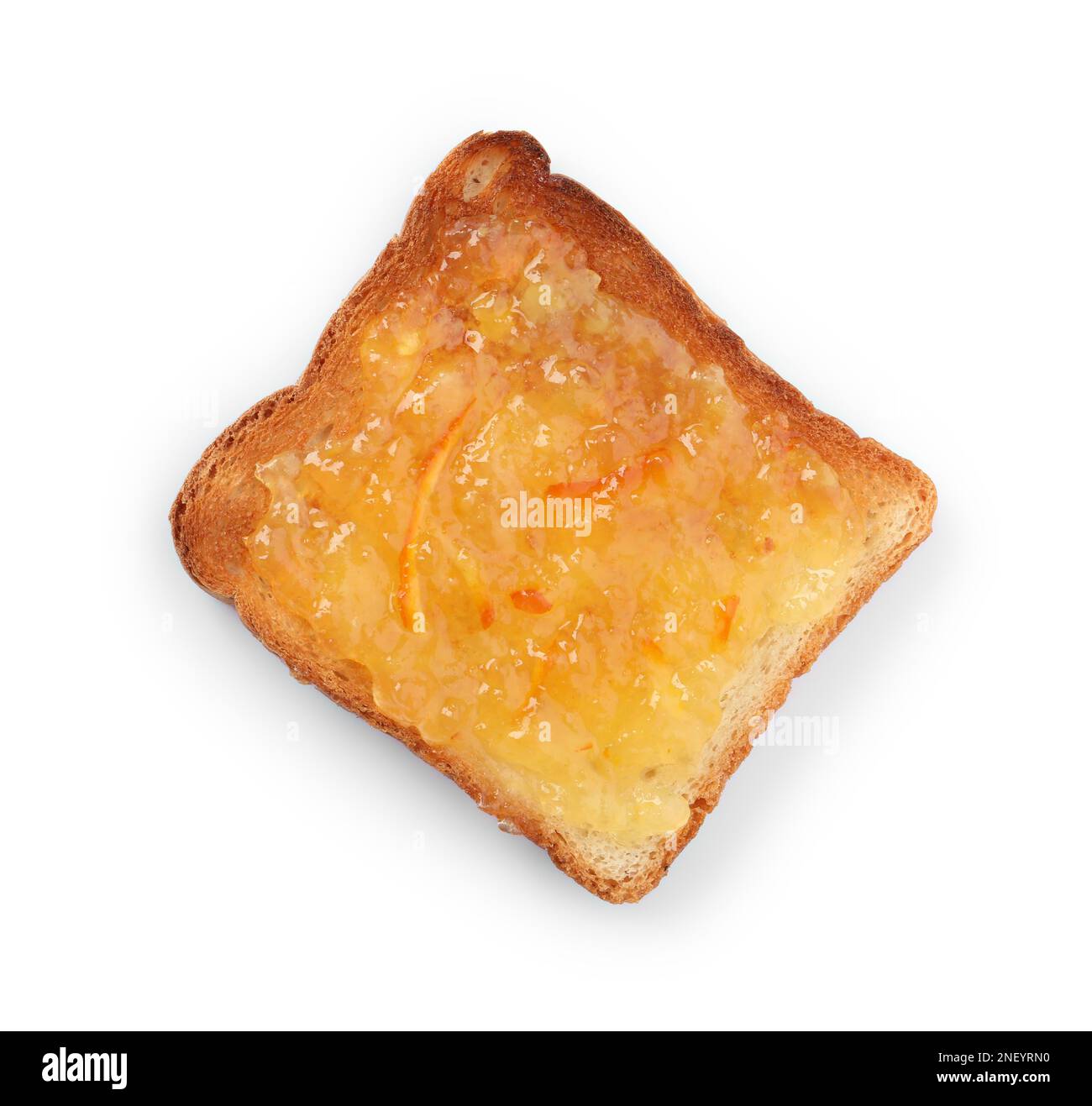 Delicious toast with orange marmalade isolated on white, top view Stock ...