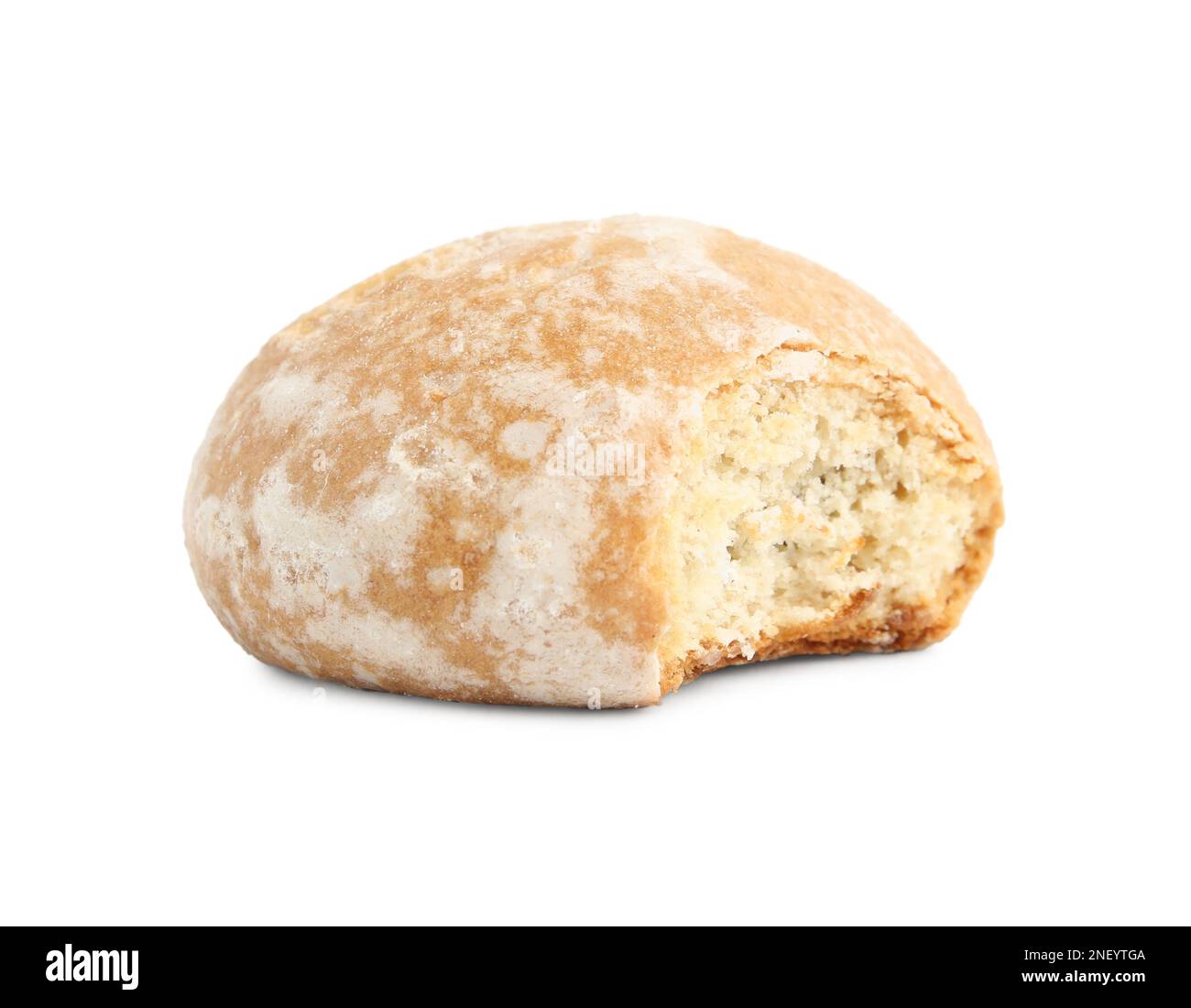 Tasty bitten gingerbread cookie on white background Stock Photo - Alamy
