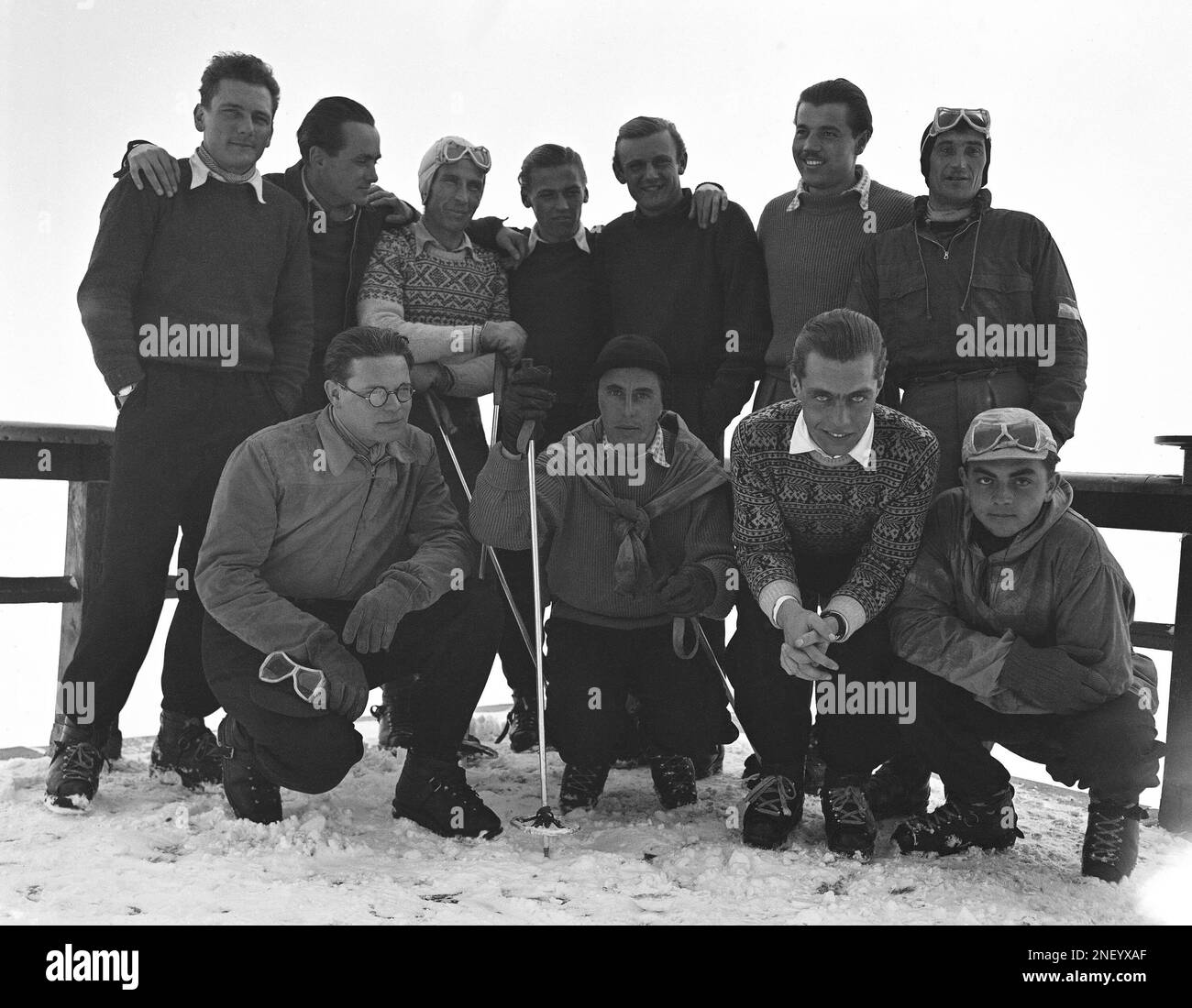 The Hungarian ski team, May 12, 1947, St. Moritz, Switzerland. Standing ...