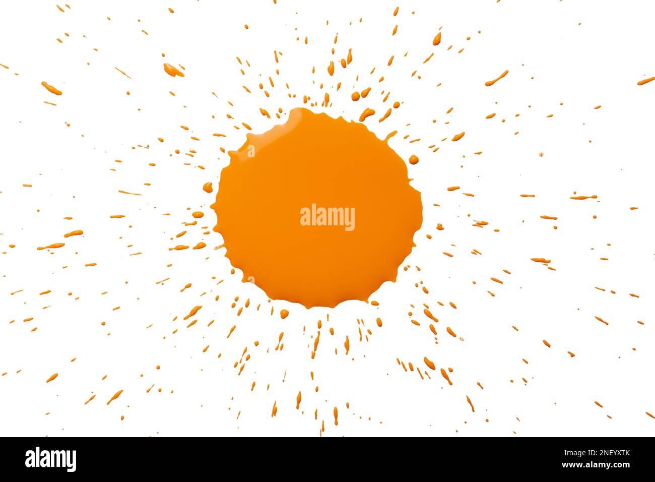 Orange paint splashes on white background, top view Stock Photo - Alamy