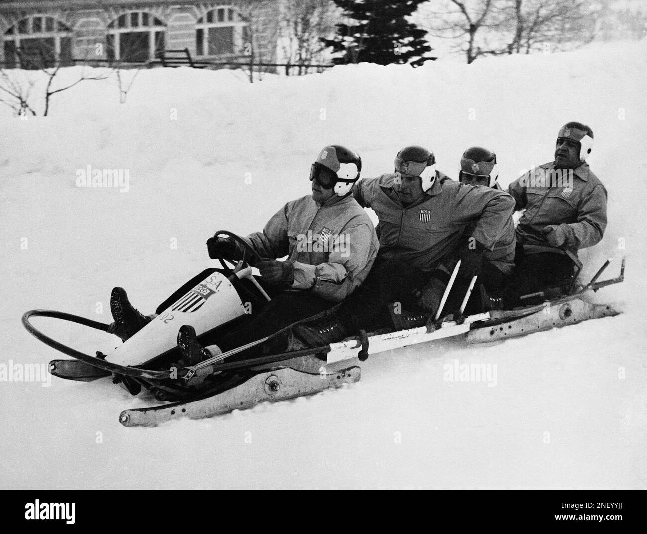 The U.S.A. No. 2 team competing in the first half of the Olympic ...