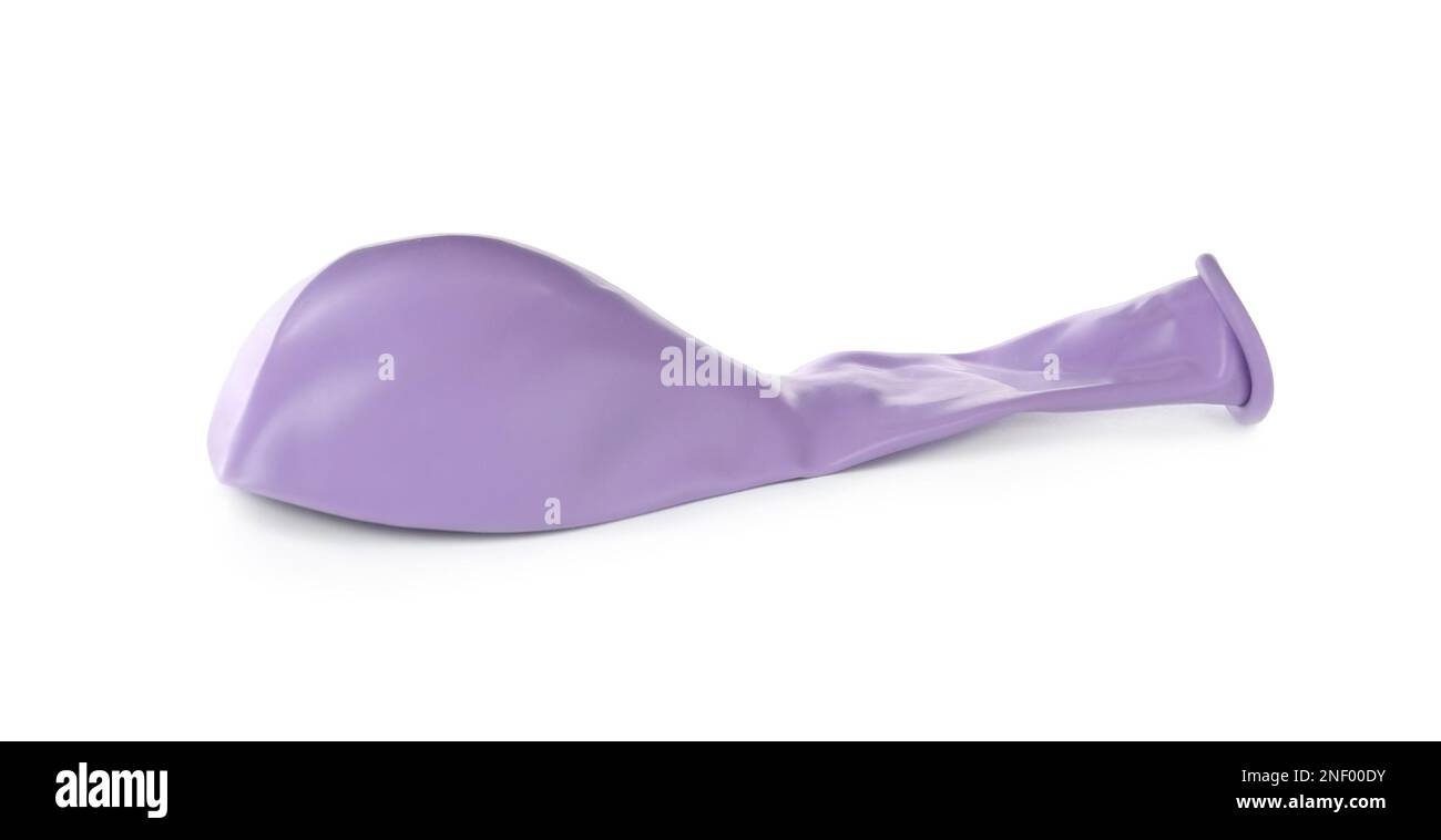 Violet uninflated air balloon isolated on white Stock Photo - Alamy