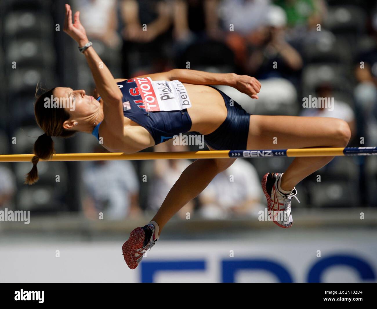 Diana Pickler of the United States competes in the Heptathlon high jump ...