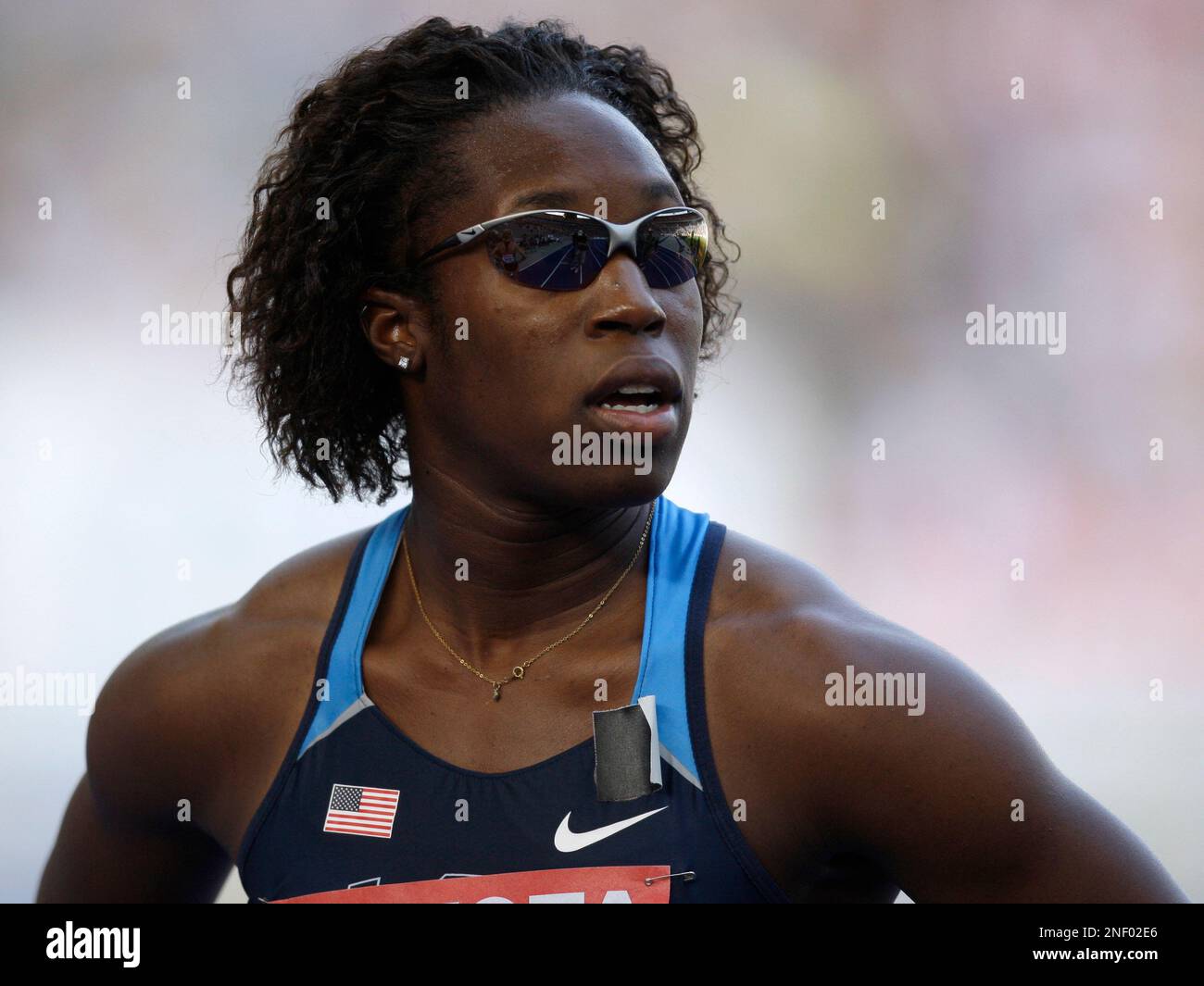 Bettie Wade of the United States pauses after competing in the 100m ...