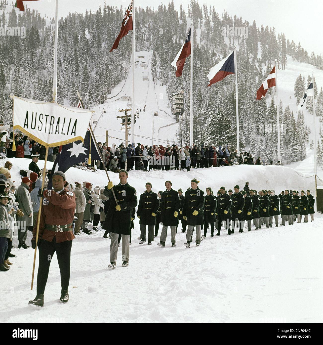 Opening ceremonies, winter Olympic Games at Squaw Valley, Calif. Member ...