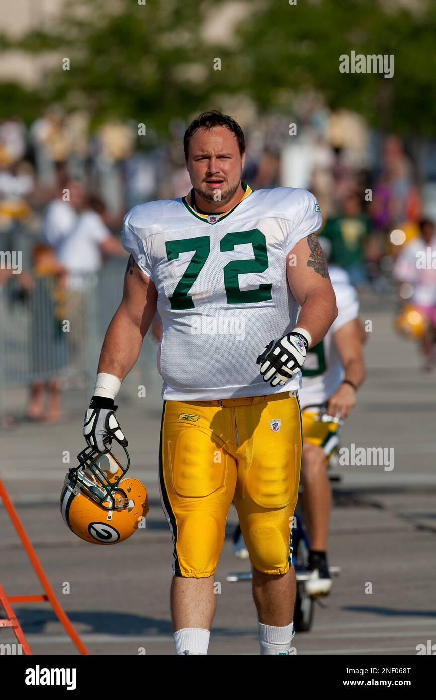 Green Bay Packers guard Jason Spitz during NFL football training camp ...