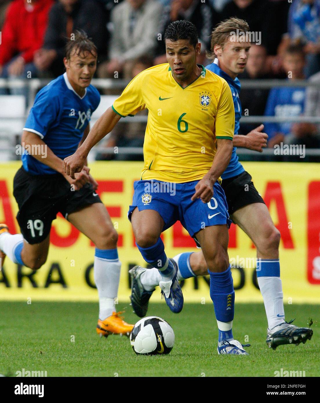 Brazil's Andre Santos is seen during a friendly soccer match against ...