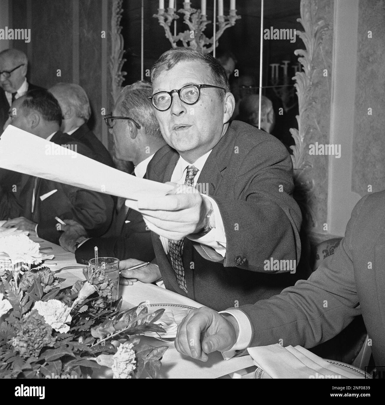 Russian composer Dmitri Shostakovich,, at ASCAP dinner in New York on ...
