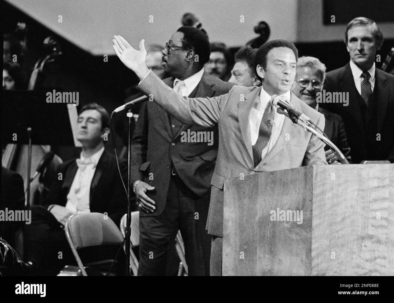 Just inaugurated Atlanta Mayor Andrew Jackson Young gestures for ...