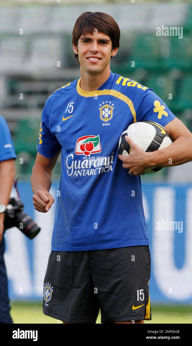 Brazil's national soccer team player Kaka seen in the practice at ...