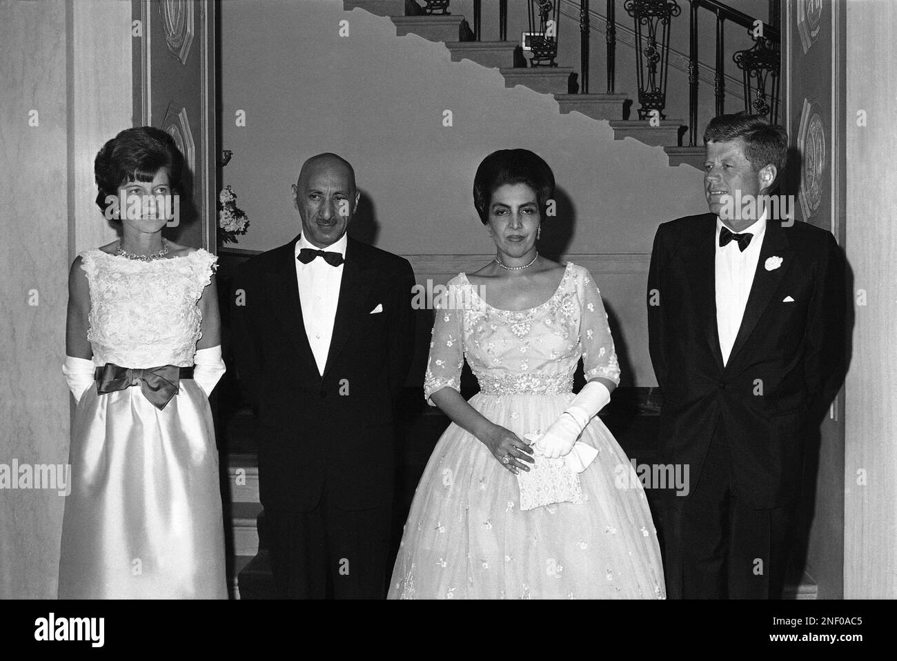 President John F. Kennedy and his sister, Eunice Shriver, left, stand ...
