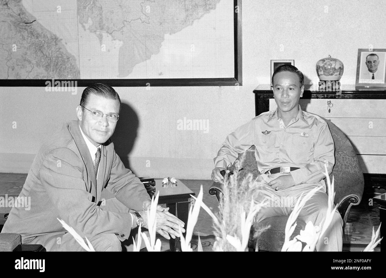 Acting Vietnamese Chief of State Lt. General Nguyen Van Thieu met with ...