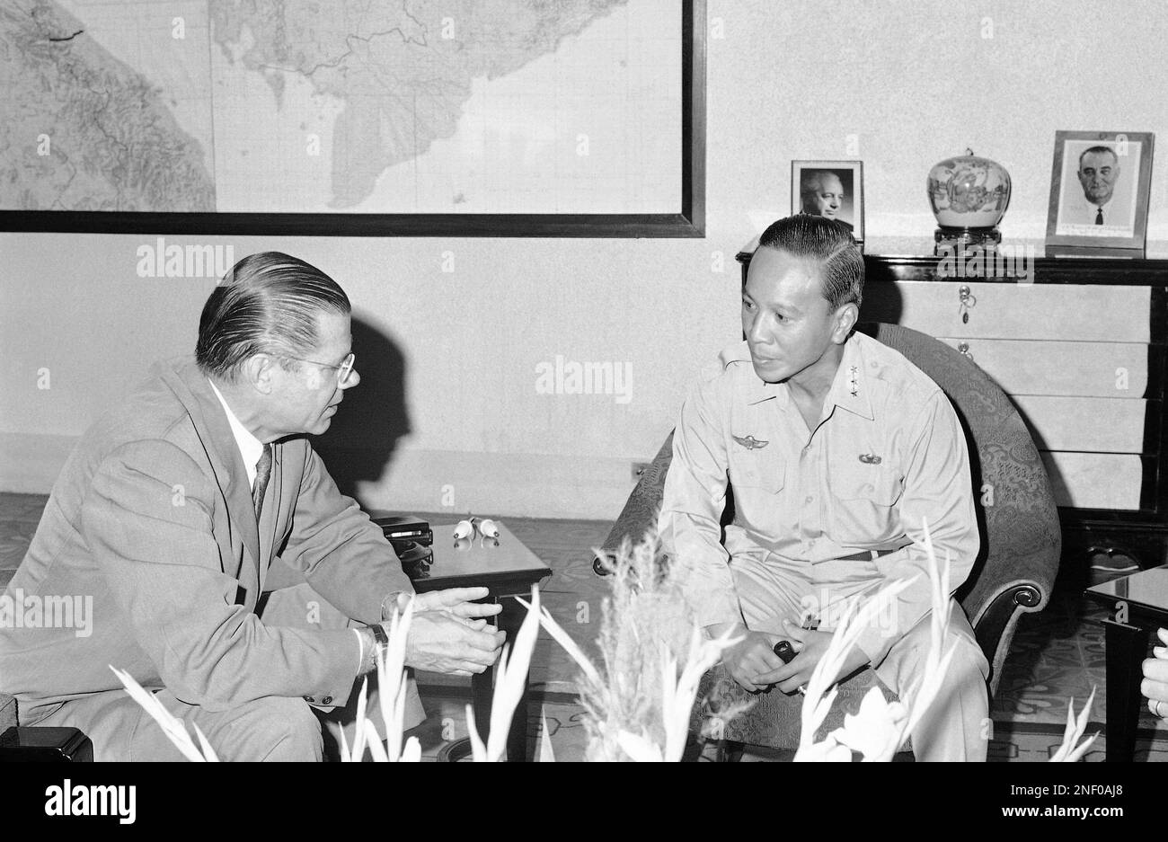 Acting Vietnamese Chief of State Lt. General Nguyen Van Thieu met with ...