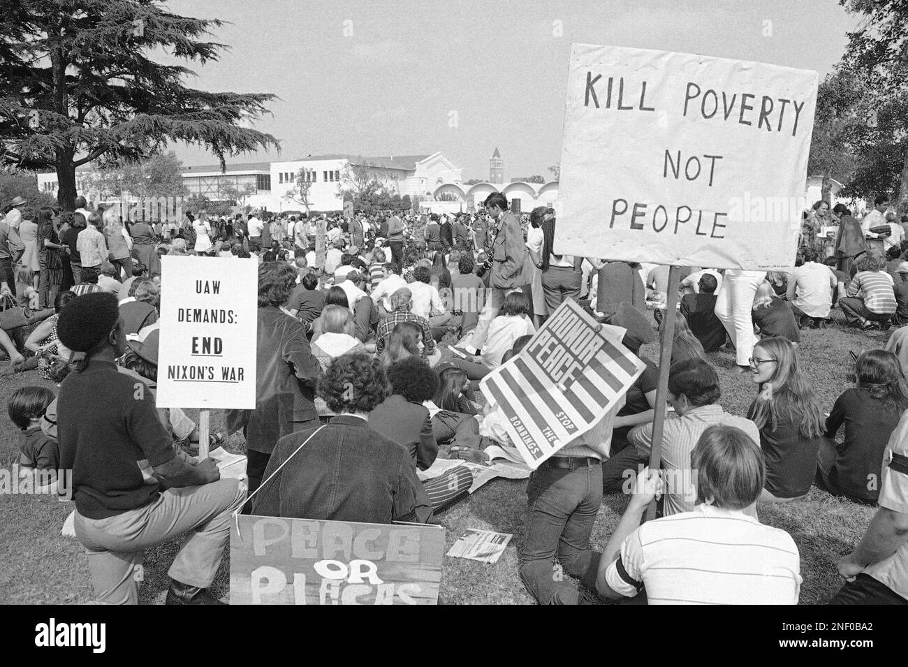 A rocket on display at Los Angeles Exposition Park across the street ...