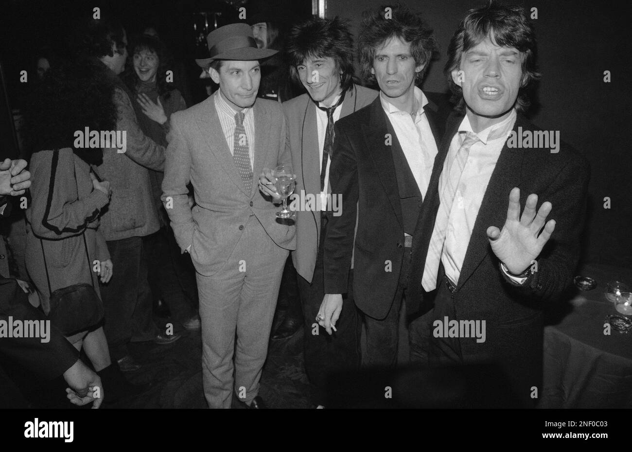 Mick Jagger and the Rolling Stones are shown in 1980. Left to right ...