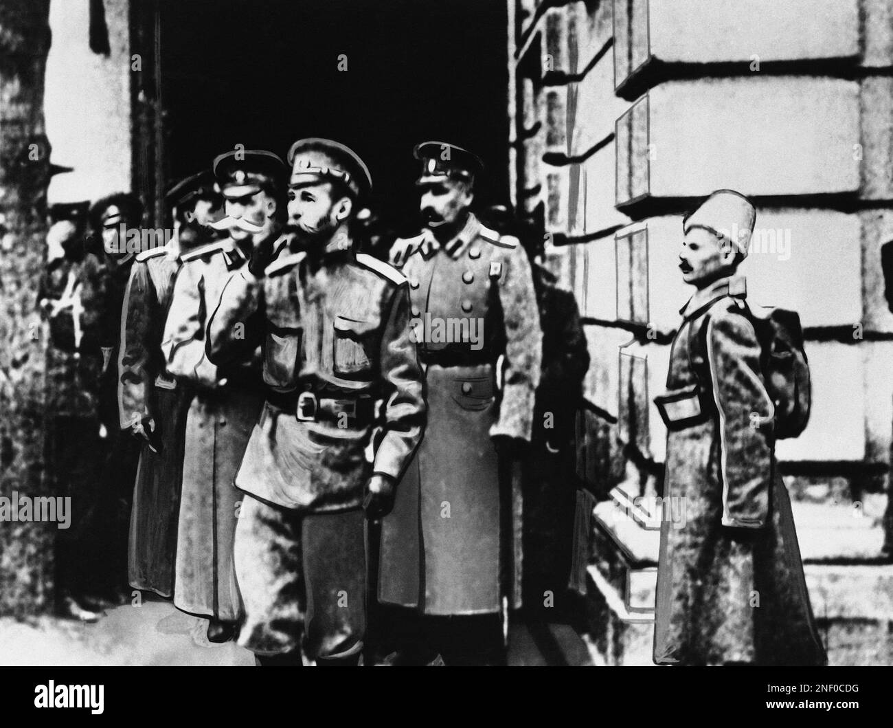 Nicholas II emerges in a rare shot just after his abdication of the ...