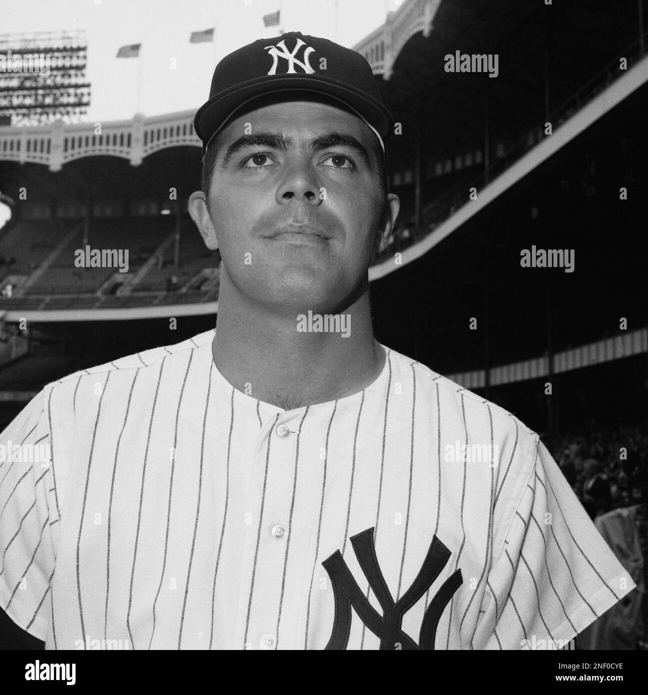 Shown in photo are head and shoulder shots of New York Yankees pitcher ...