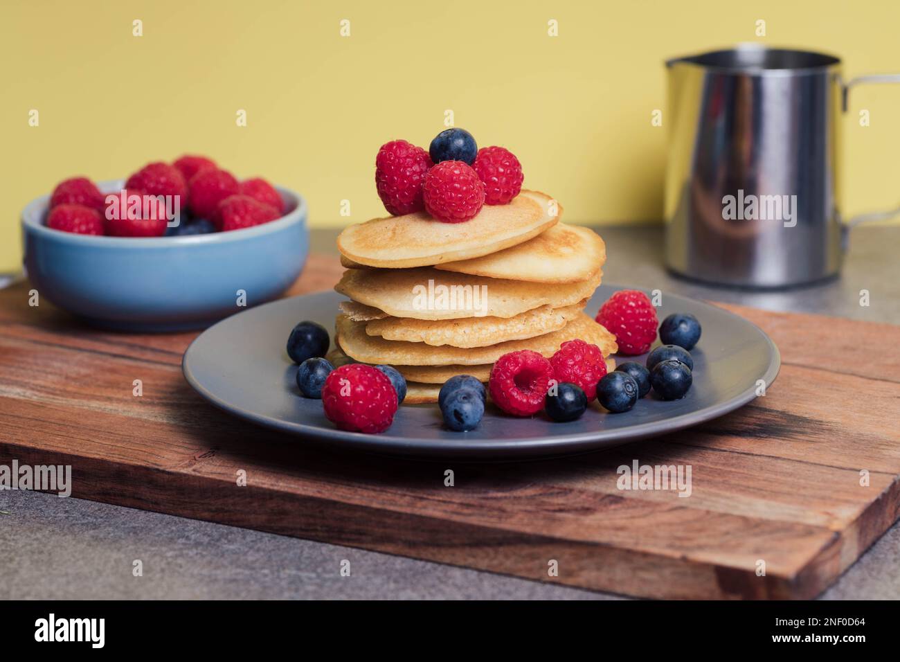 Stack of homemade pancakes for breakfast with berries Stock Photo - Alamy