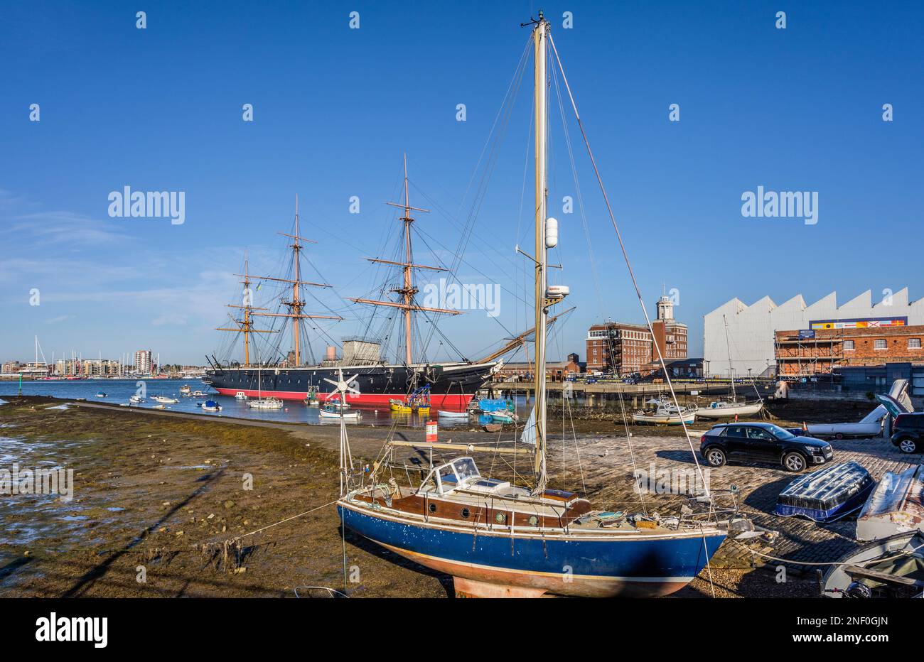 museum ship HMS Warrior at Portsmouth Historic Dockyard was the first ...