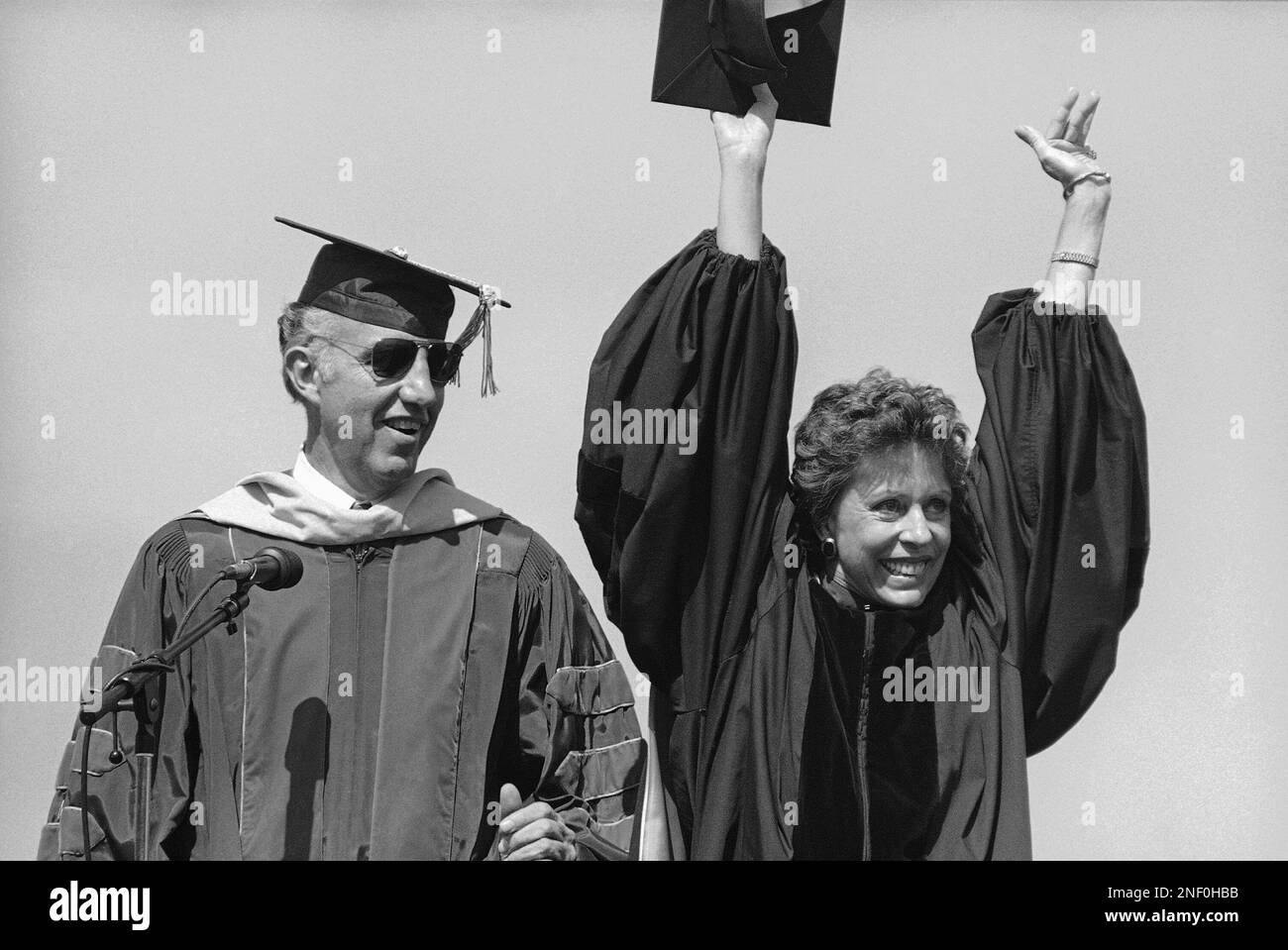 Comedienne Carol Burnett acknowledges the crowd with a wave to those ...