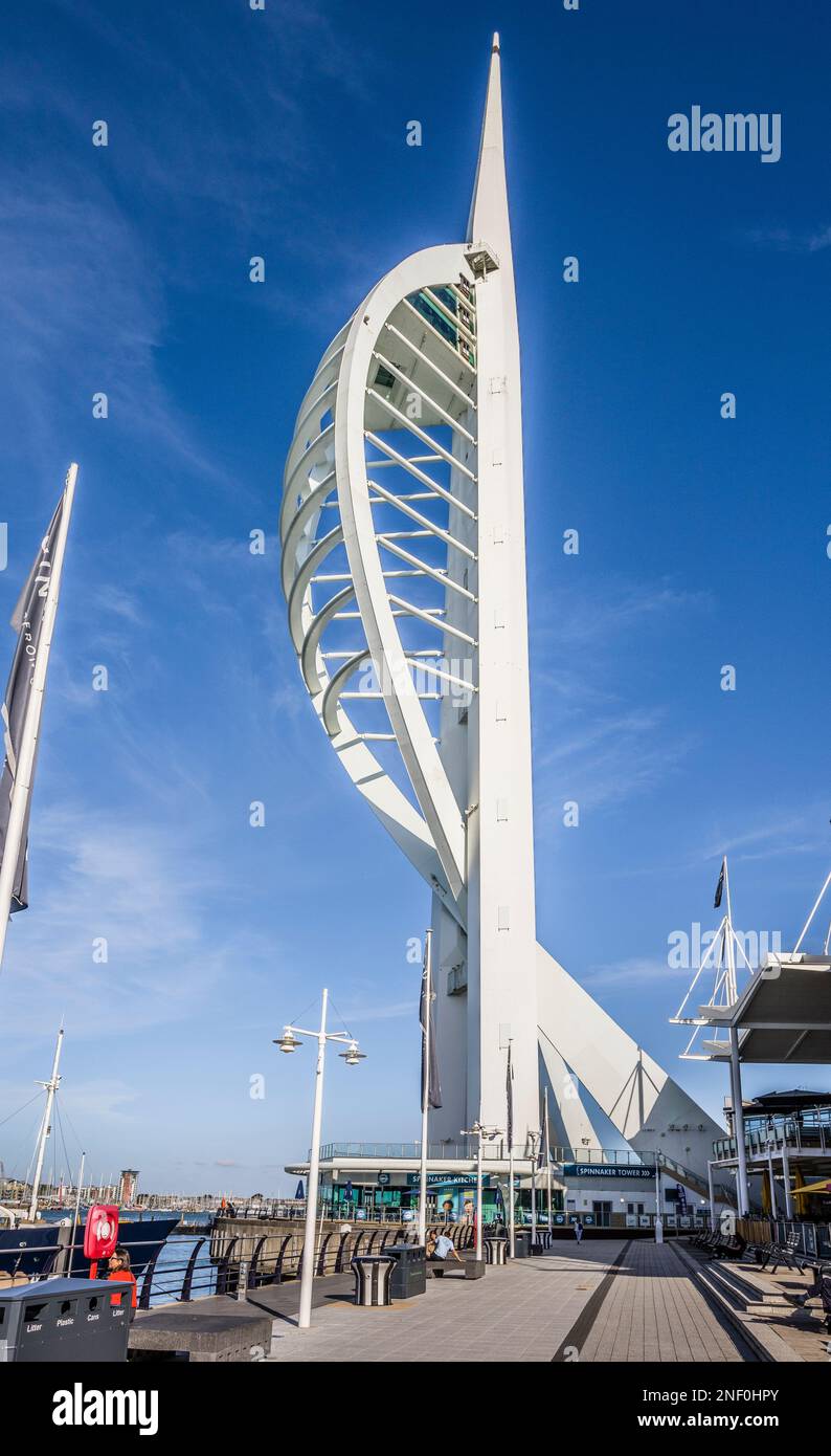 Spinnaker Tower in Portsmouth Harbour seen from Gunwharf Quays Marina ...