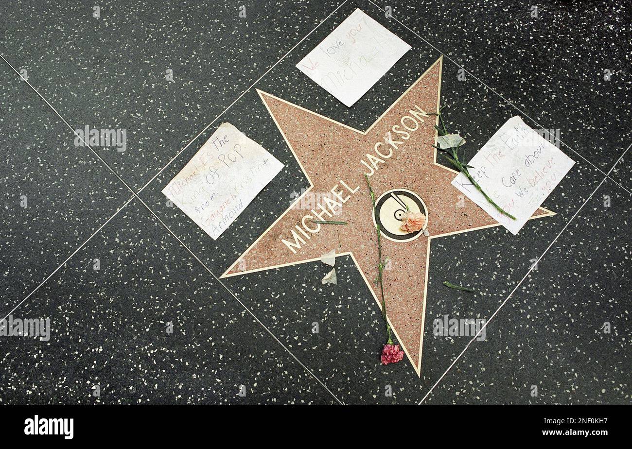 Michael Jackson’s star on the Hollywood Boulevard Walk of Fame is shown ...