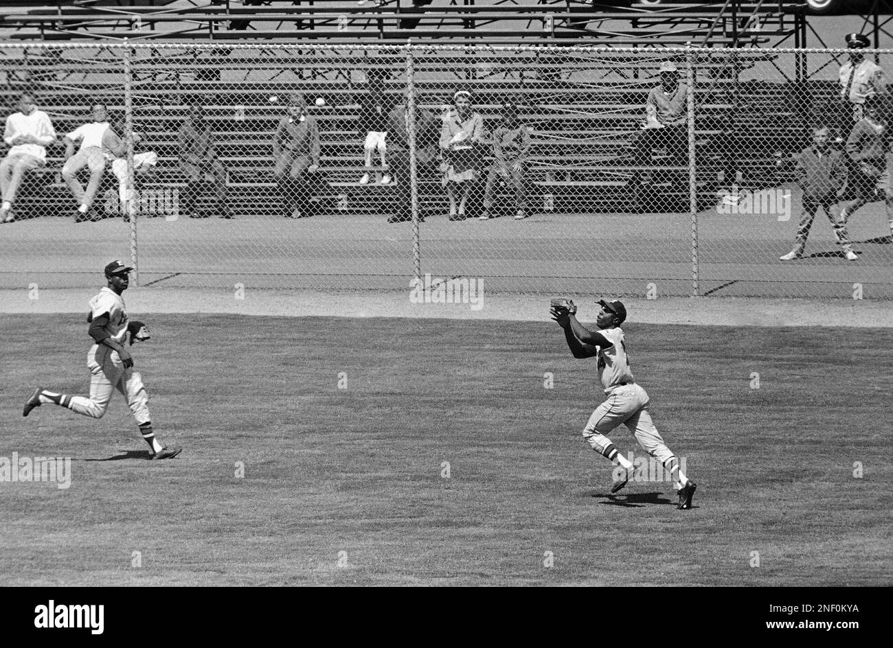 Good action of Hank Aaron as he takes San Francisco’s Hal Lanier’s long ...