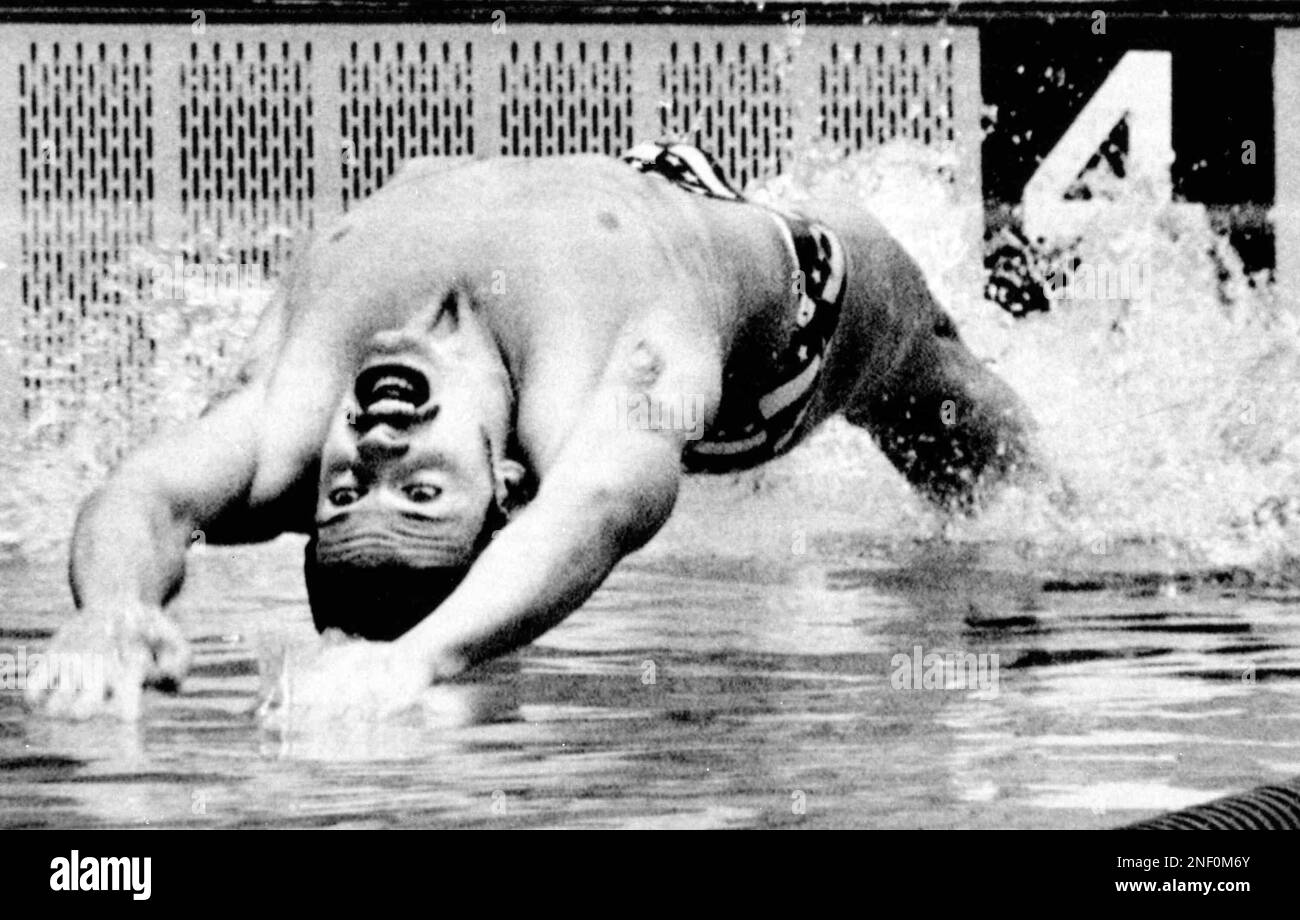 American swimmer John Naber at the start of the Olympic Games Men's 100 ...