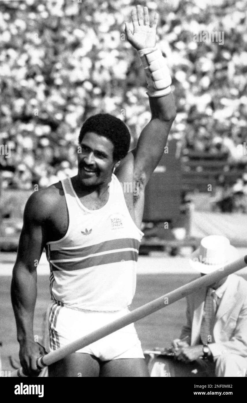 Great Britain's daley Thompson is cheered by the crowd after winning ...