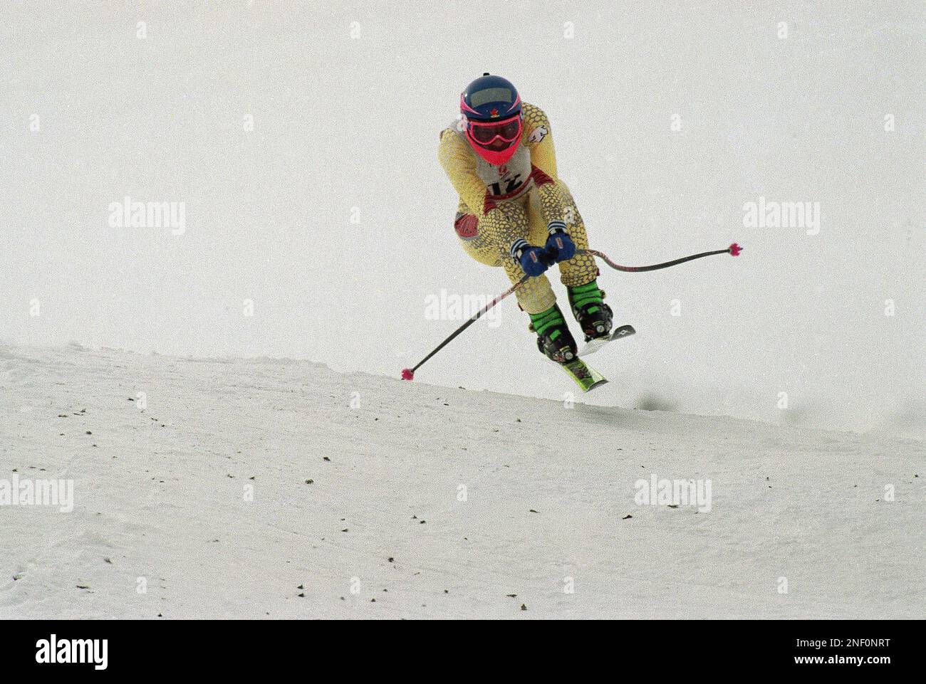 Kerrin Lee Gartner from Canada takes a bump on the Meribel, France ...