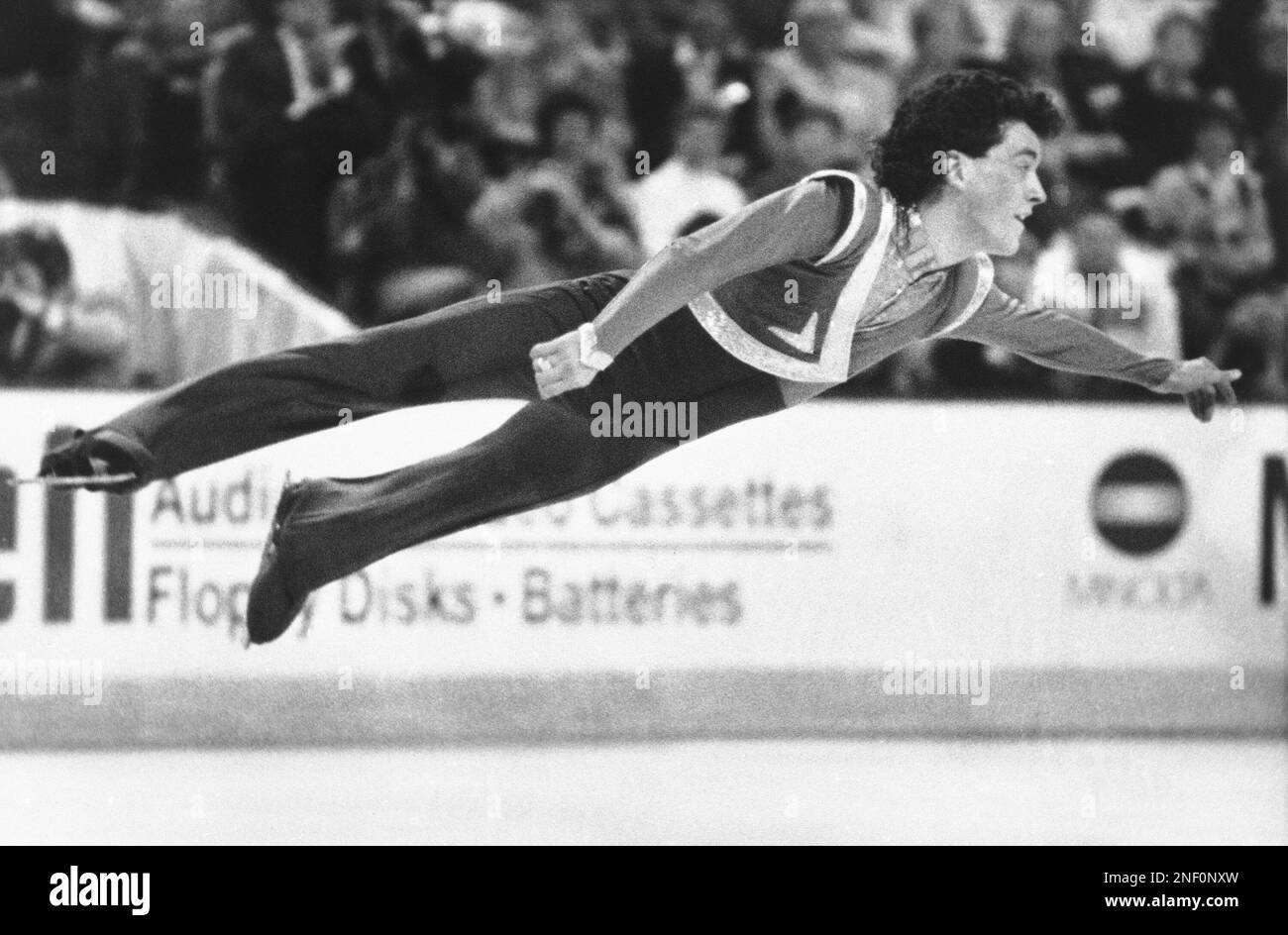 Brian Orser leaps during his gold medal performance in the final event ...