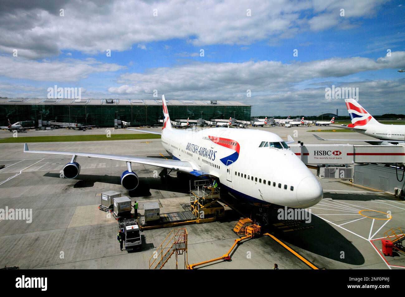 A British Airways Boeing 747 is prepared for a flight from Terminal 5 ...