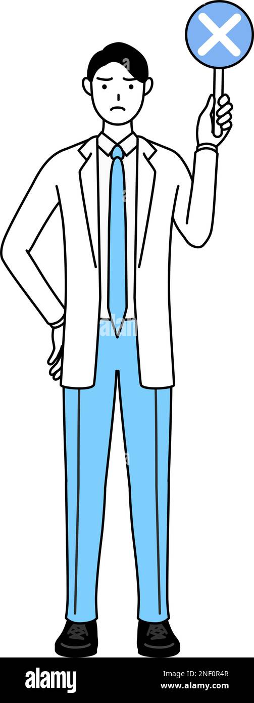 male doctor with white coat, simple line drawing Stock Vector Image ...