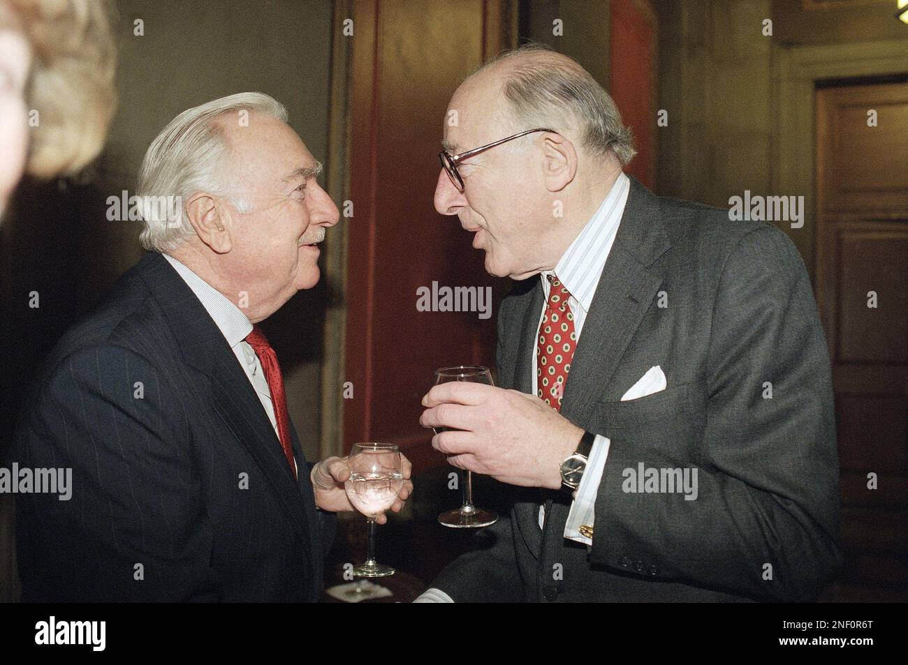 Former CBS News correspondent Walter Cronkite, left, and his old boss ...