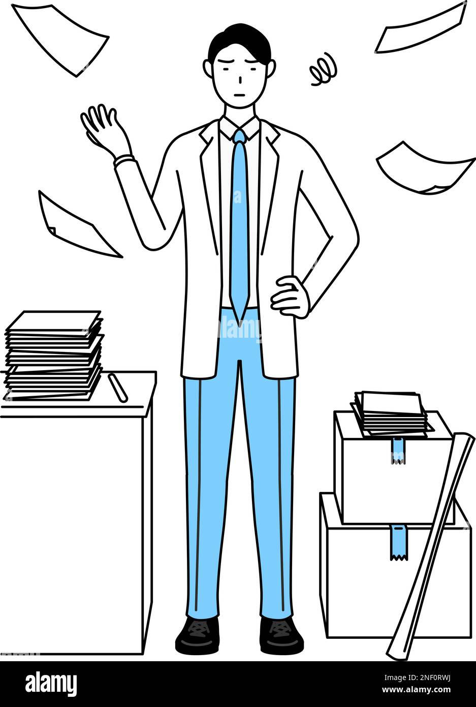 A man doctor in white coats who is fed up with his unorganized business ...