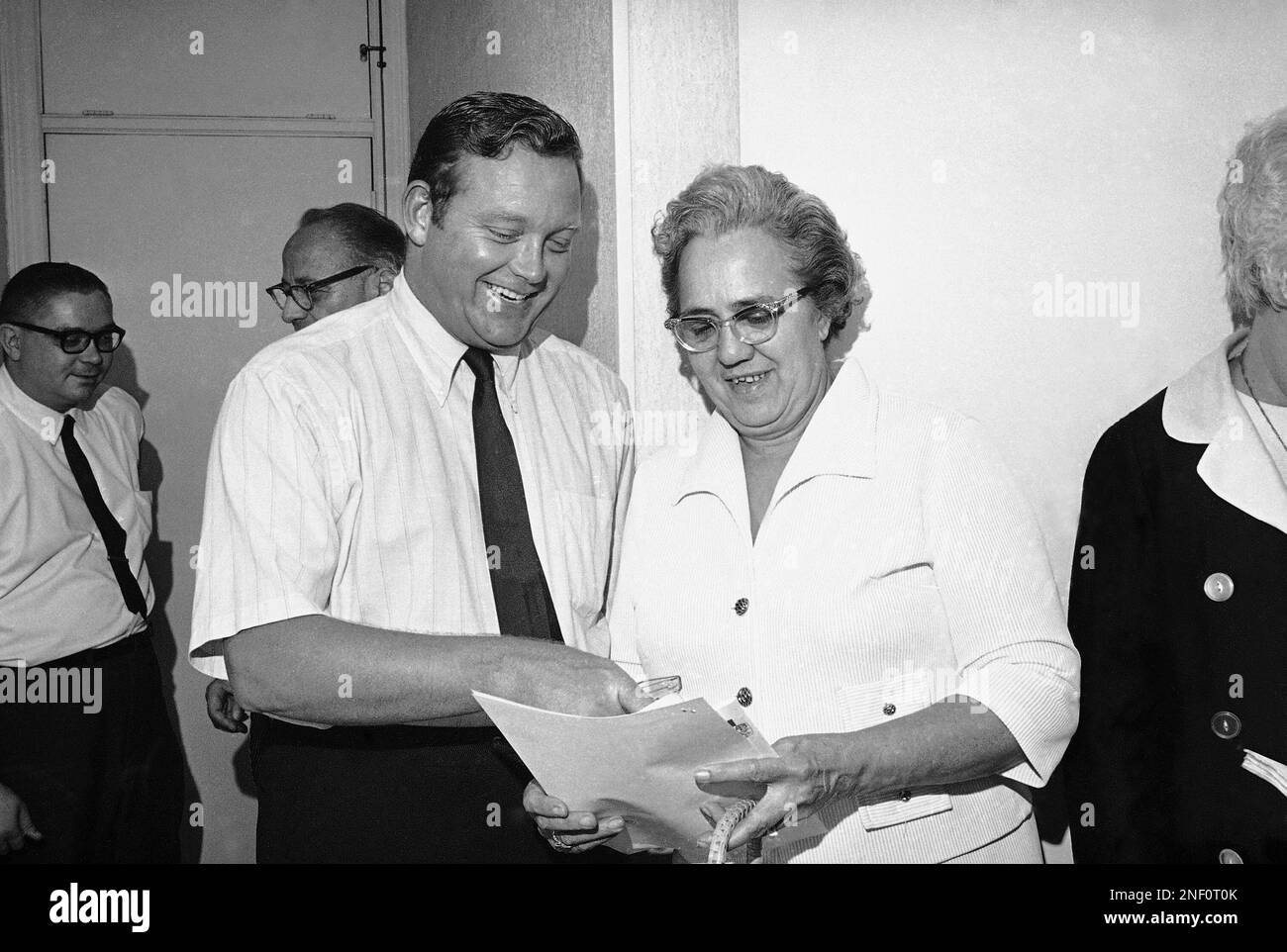 David Carley, Democratic National Committeeman from Wisconsin, shows ...