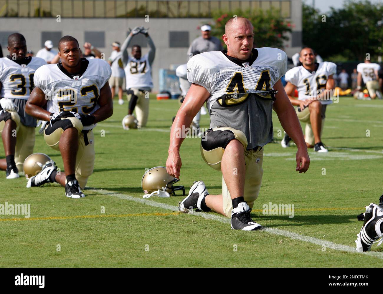 New Orleans Saints FB Heath Evans (44) stretches during the morning ...