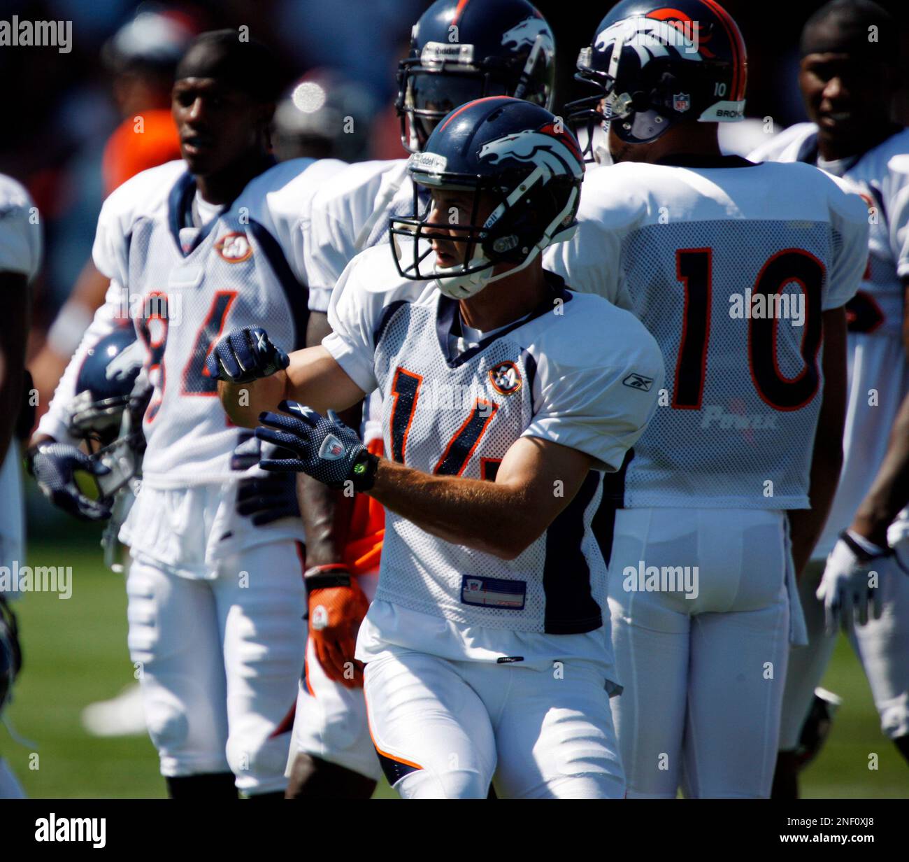 Denver Broncos wide receiver Brandon Stokley takes part in drills ...