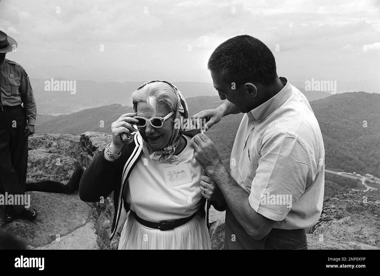 Secretary of the interior Stewart Udall makes a little speech and gives ...