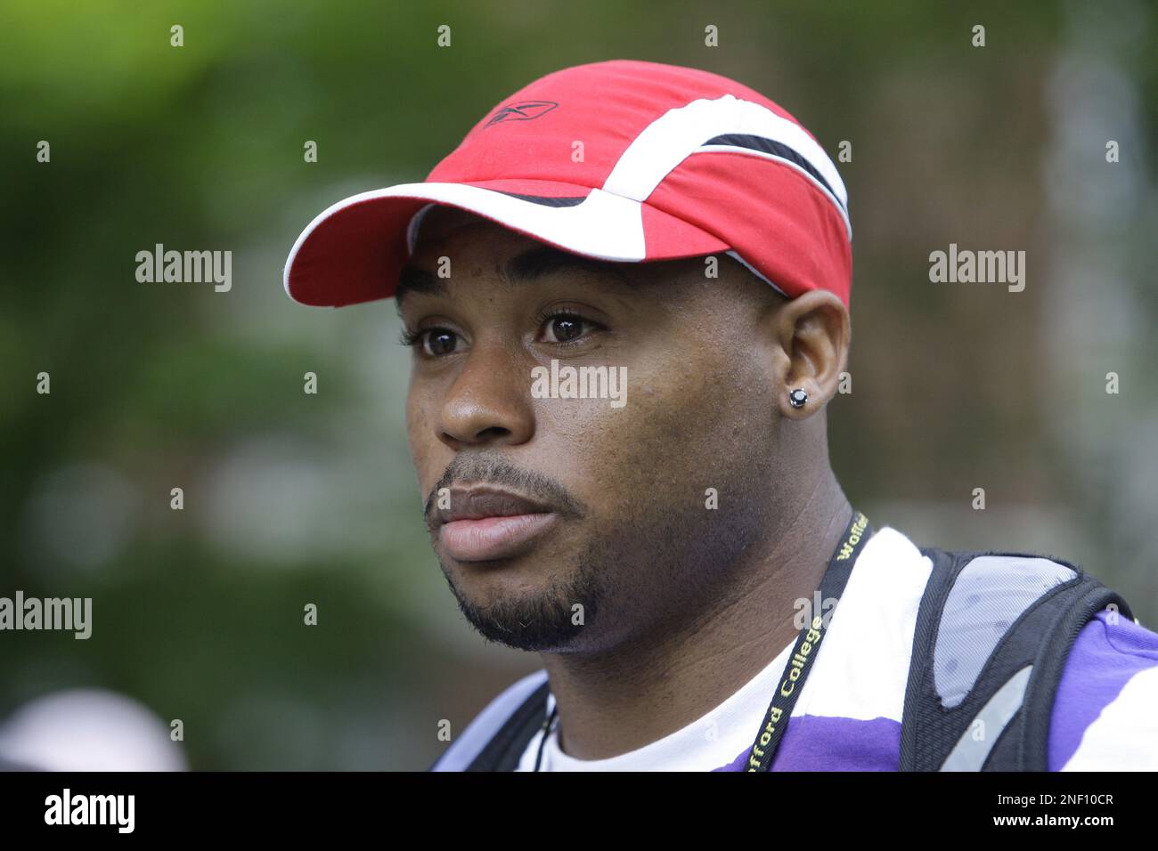 Carolina Panthers' Steve Smith is shown after arriving at Wofford ...