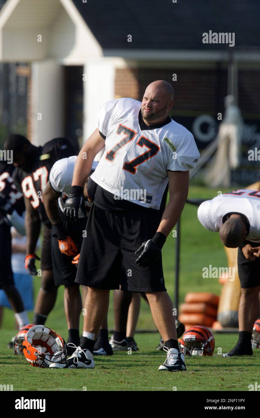 Cincinnati Bengals tackle Andrew Whitworth stretches during practice at ...