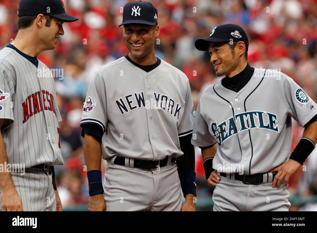 From left, Minnesota Twins' Joe Mauer, New York Yankees Derek Jeter and ...
