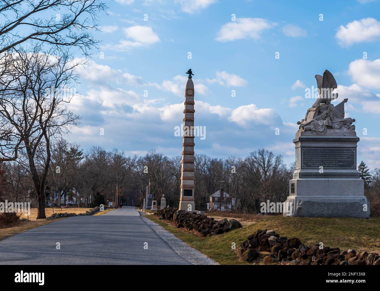 Monuments along Doubleday Avenue in the Gettysburg National Military ...