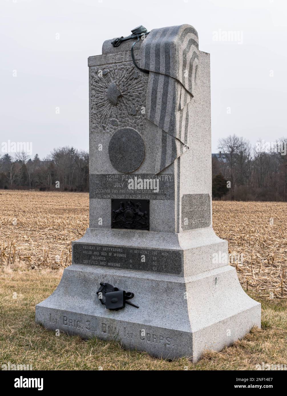 The 121th Pennsylvania Infantry monument in the Gettysburg National ...