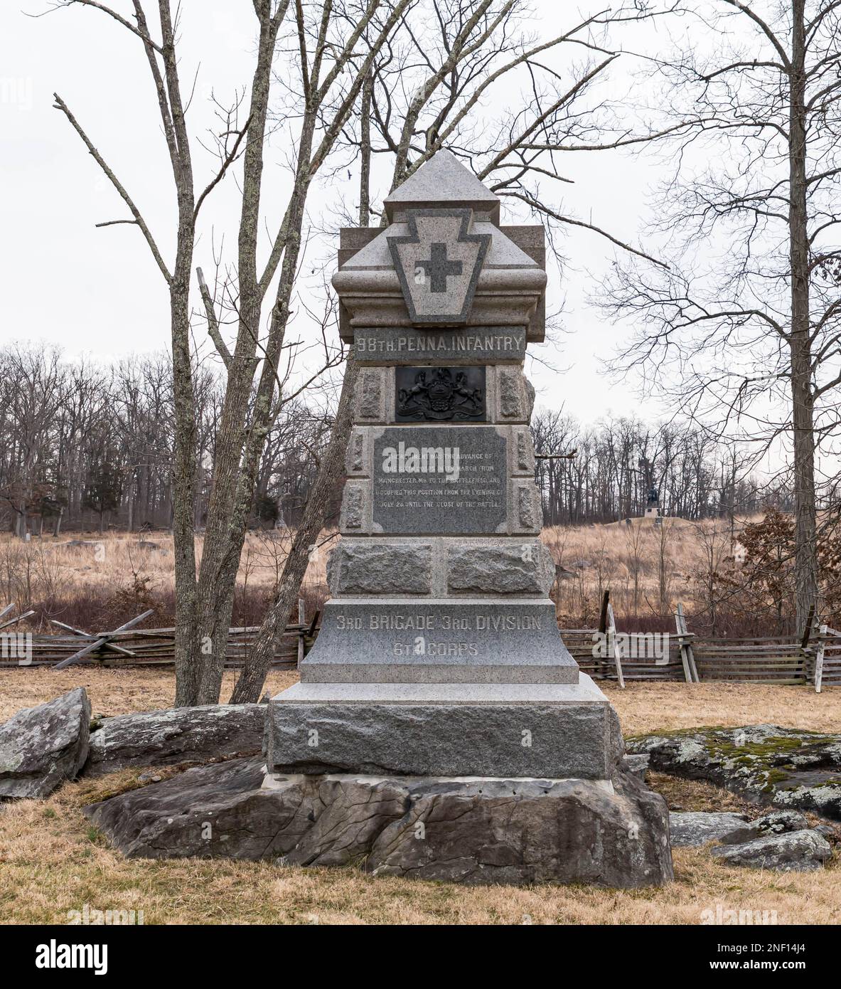 The 98th Pennsylvania Infantry monument in the Gettysburg National ...