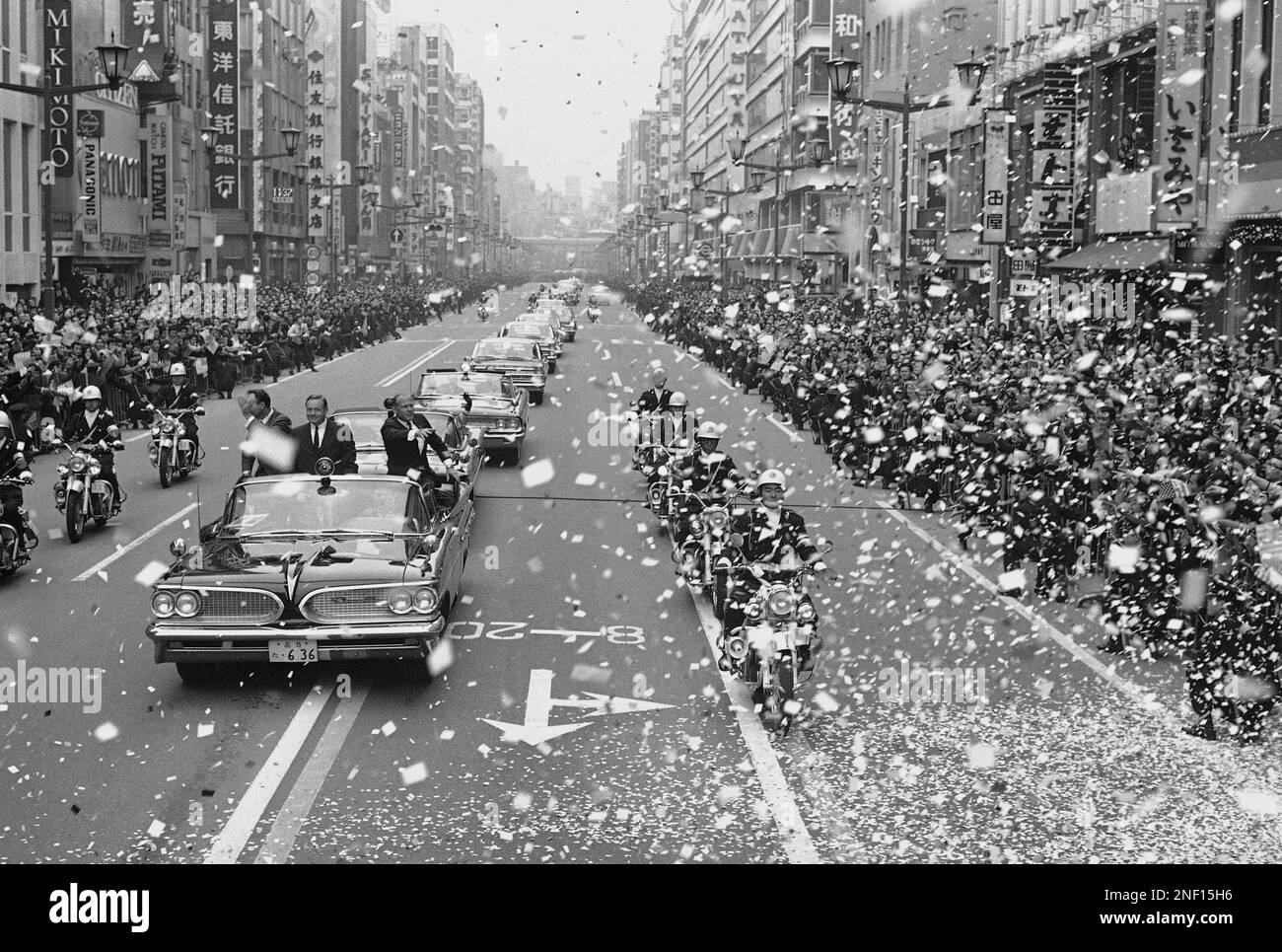 Confetti rains down on the Apollo 11 as they are greeted by Japanese ...